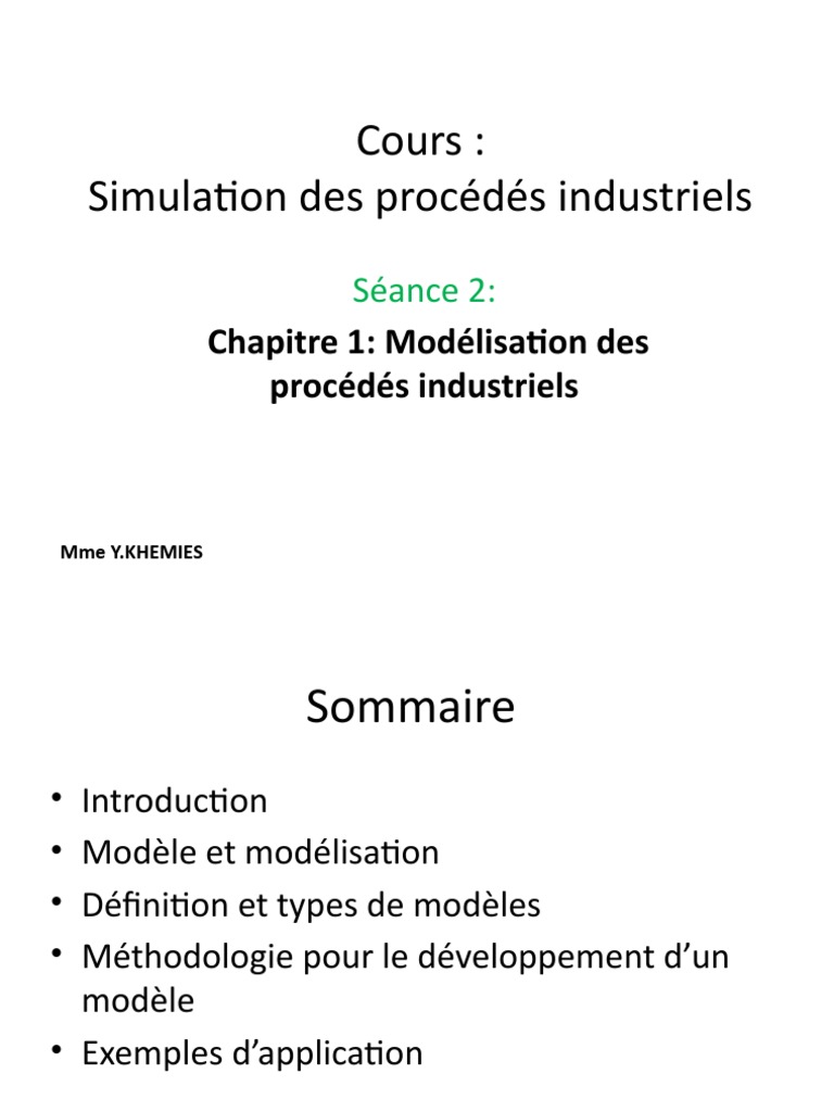 Modélisation des procédés industriels | PDF | Modèle mathématique ...