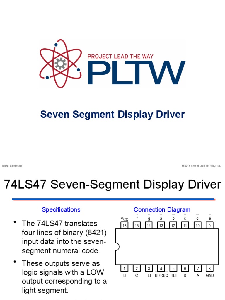 Seven Segment Display Driver: © 2014 Project Lead The Way, Inc. Digital ...