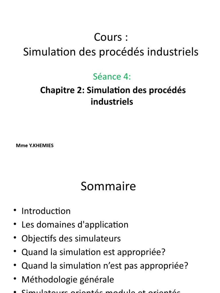 Simulation COURS | PDF | Application | Simulation