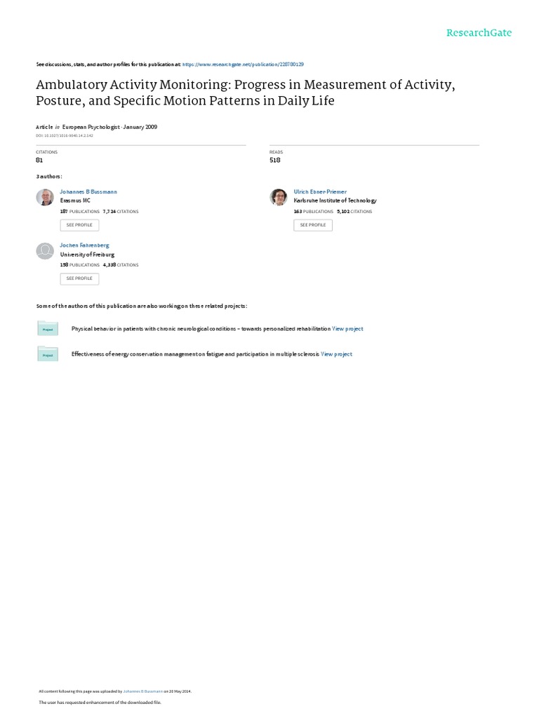 Ambulatory Activity Monitoring Progress in Measure | PDF | Attention ...