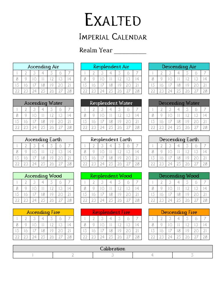 Exalted Imperial Calendar | PDF