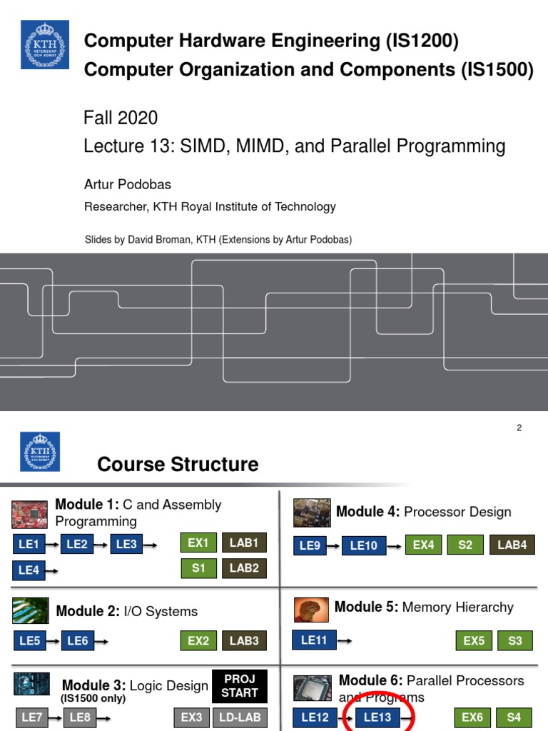 Lecture13 - Full IS1500 | PDF | Parallel Computing | Multi Core Processor