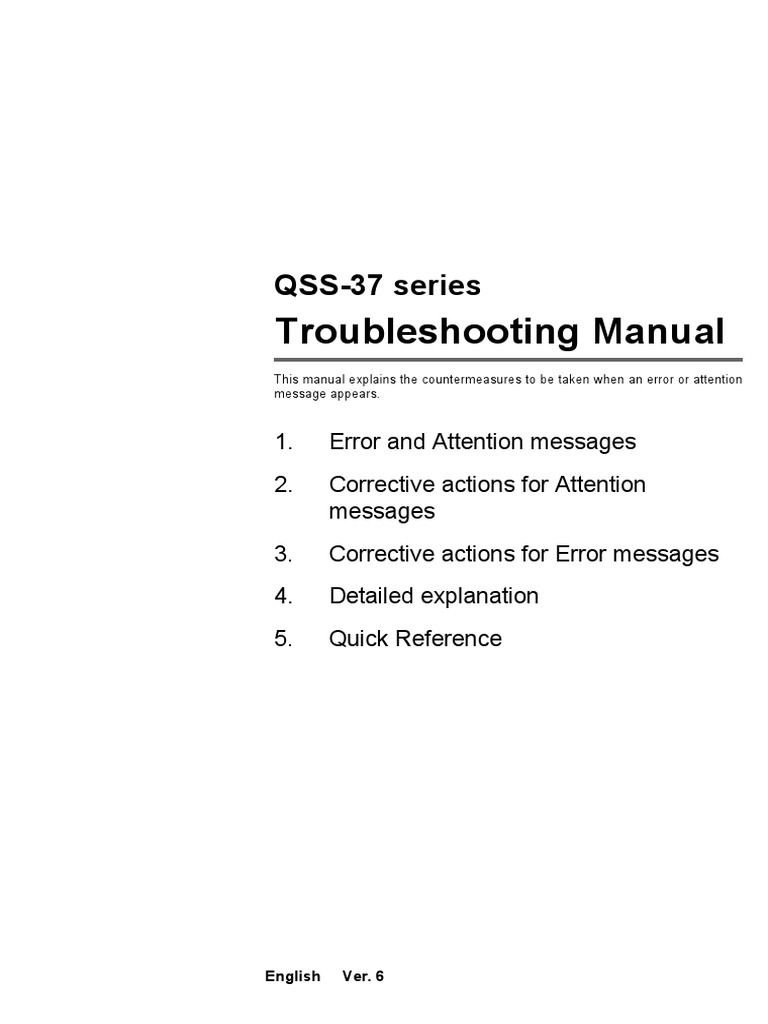 Troubleshooting Manual: QSS-37 Series | PDF | Troubleshooting | Printer ...