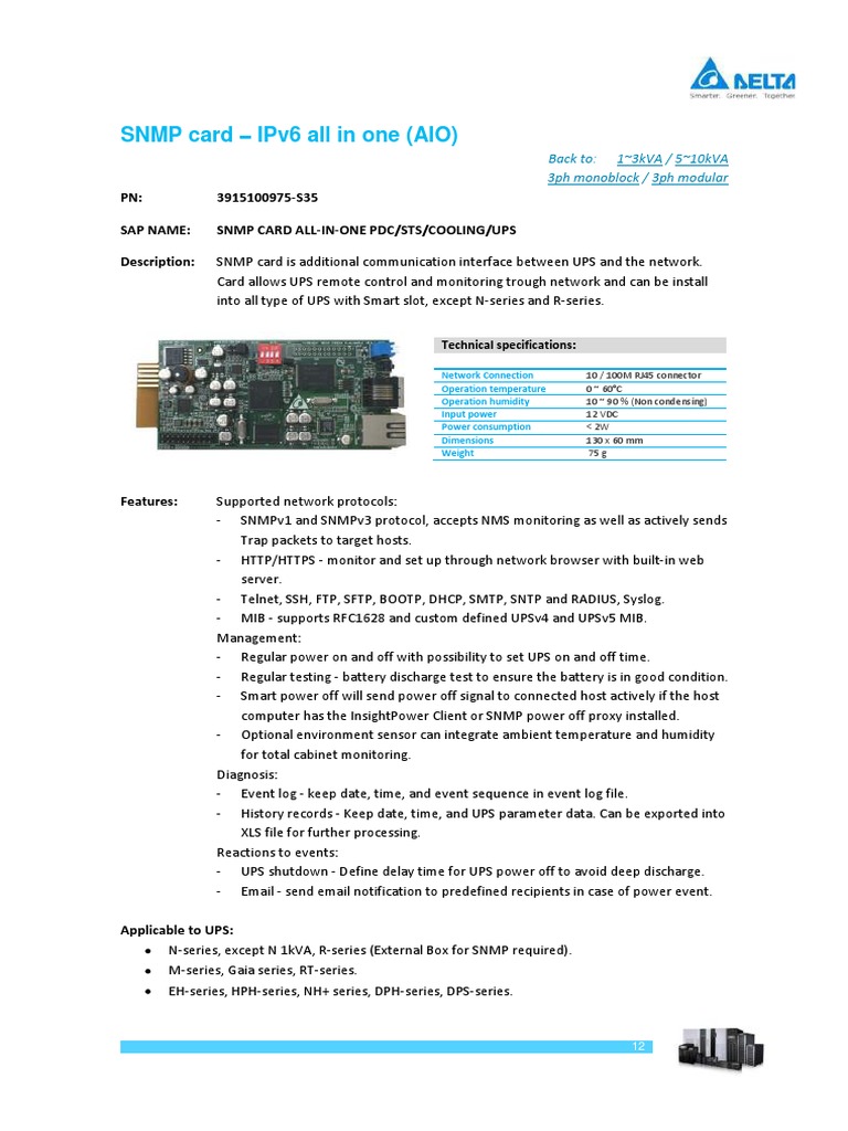 SNMP Card Ipv6 All in One (Aio) | PDF | Computer Network | File ...