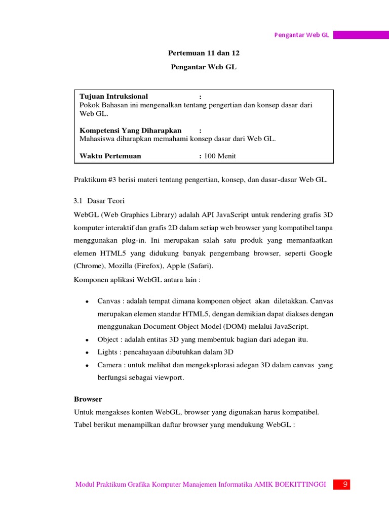Modul Praktikum Grafika Komputer Pertemuan 11 Dan 12 | PDF