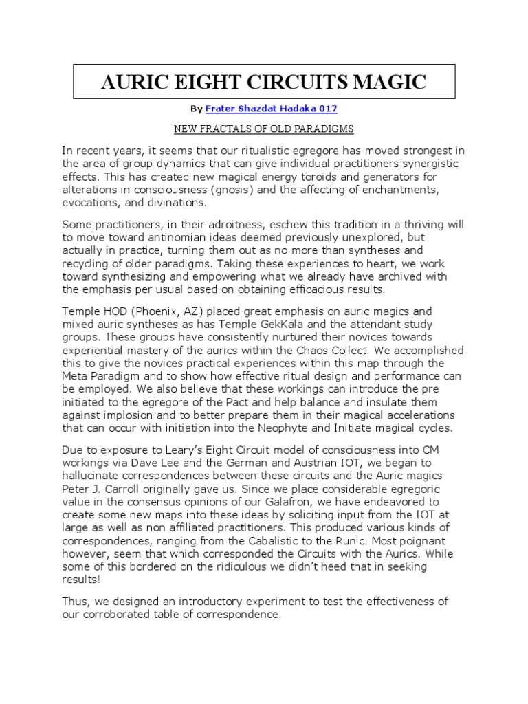 Auric Eight Circuits Magick | PDF | Consciousness | Rituals