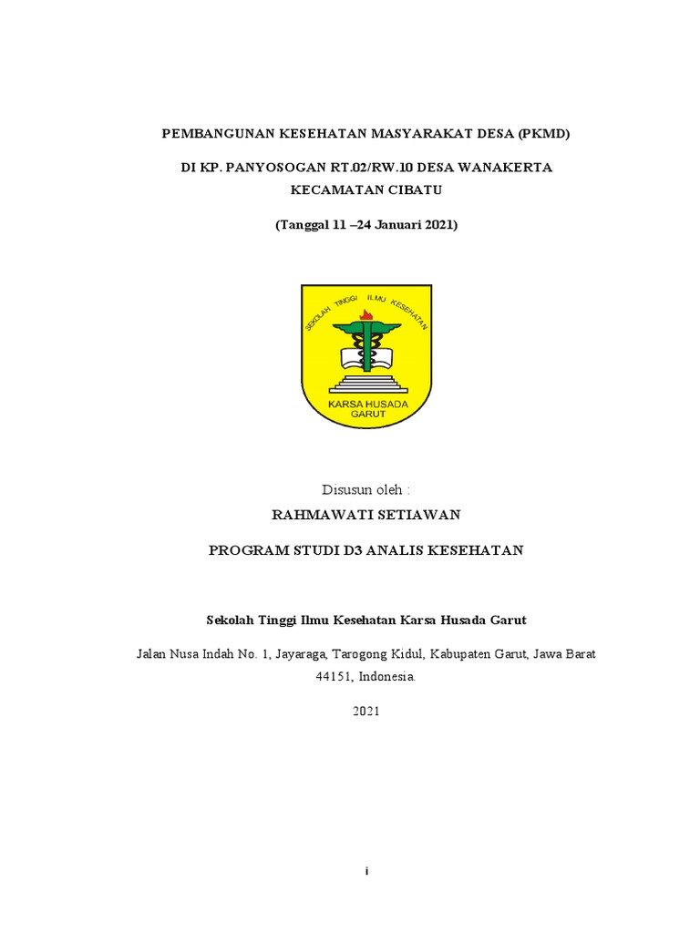Laporan Pkmd-Rahmawati Setiawan-D3 Analis Kesehatan | PDF