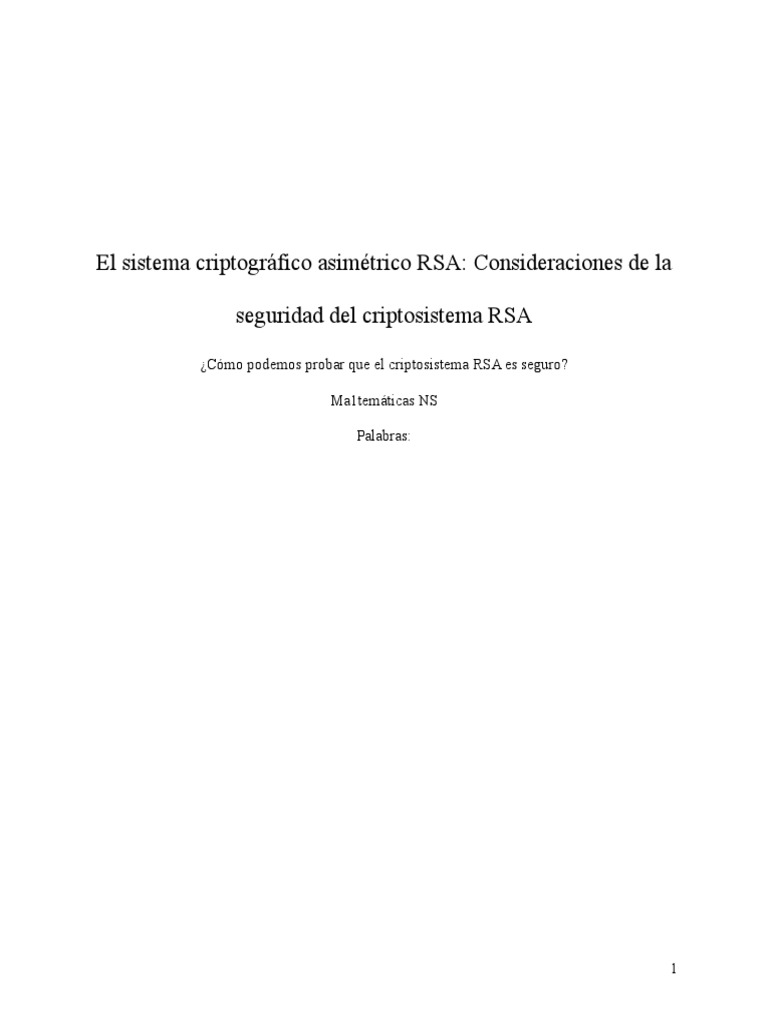 Monografia RSA | PDF | Clave (criptografía) | Números