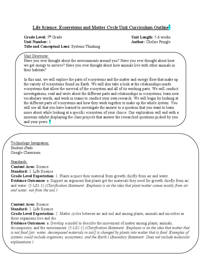 Ecosystem Unit Plan | PDF | Food Web | Ecosystem