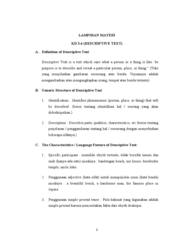 Materi KD 3.4 Descriptive Text | PDF | Coral Reef | Verb
