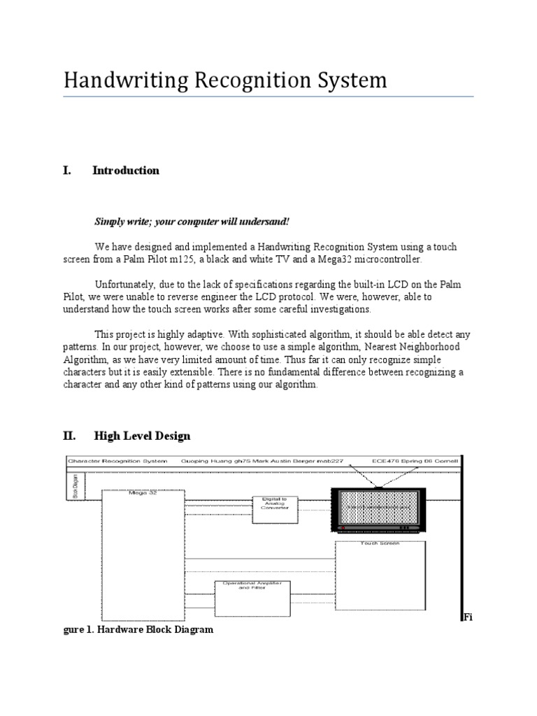 Handwriting Recognition System | PDF | Touchscreen | Operational Amplifier