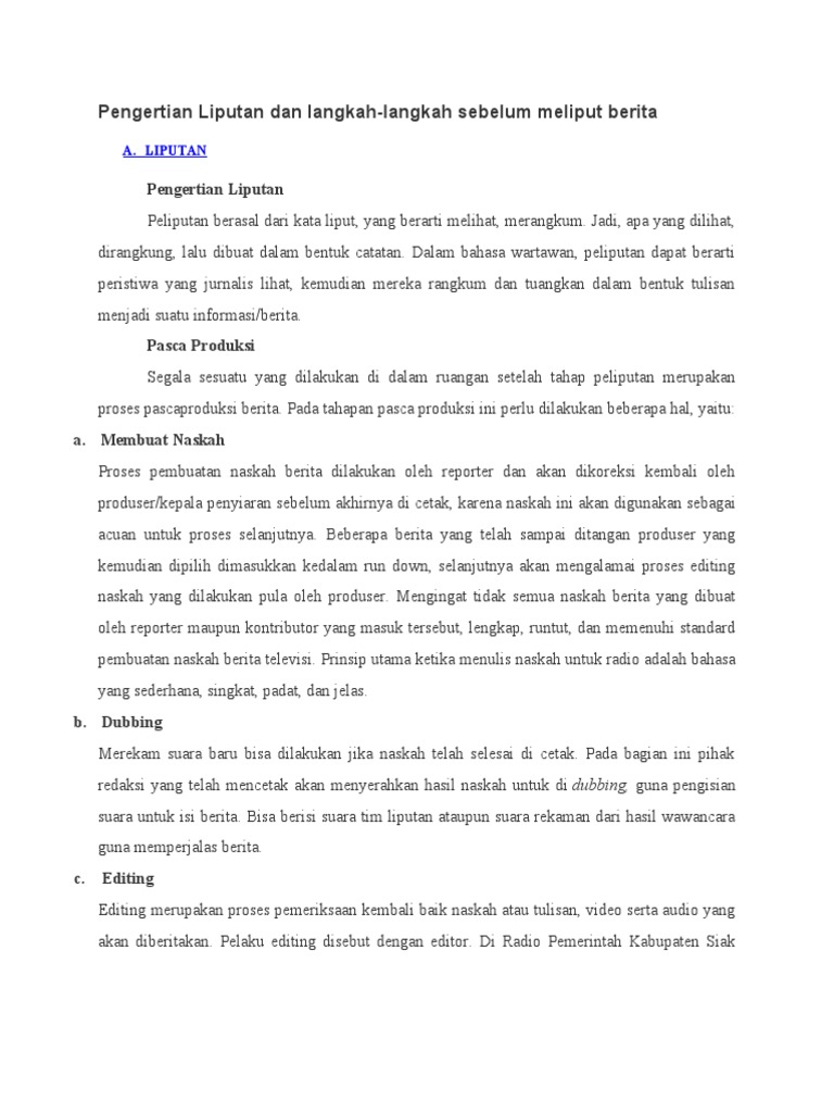 Pengertian Liputan Dan Langkah | PDF