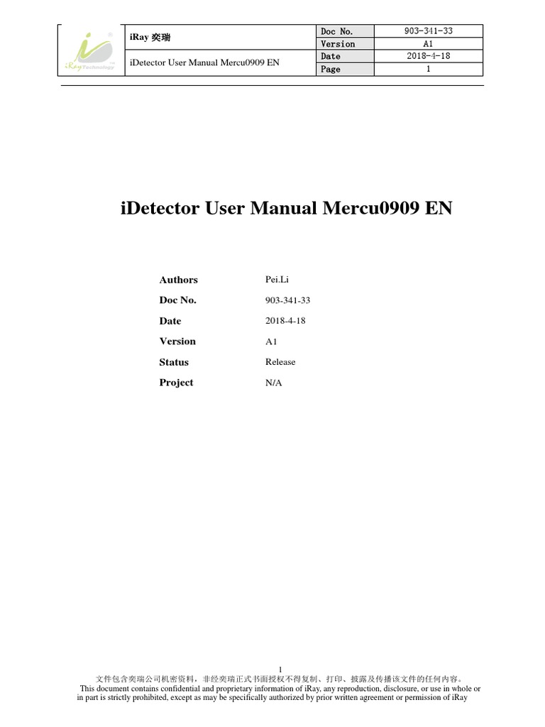 Idetector User Manual Mercu0909 En: Authors: Doc No.: Date:: Status ...