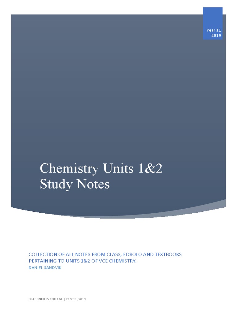 VCE Chemistry Units 1&2 Study Notes | PDF | Chemical Polarity | Ion