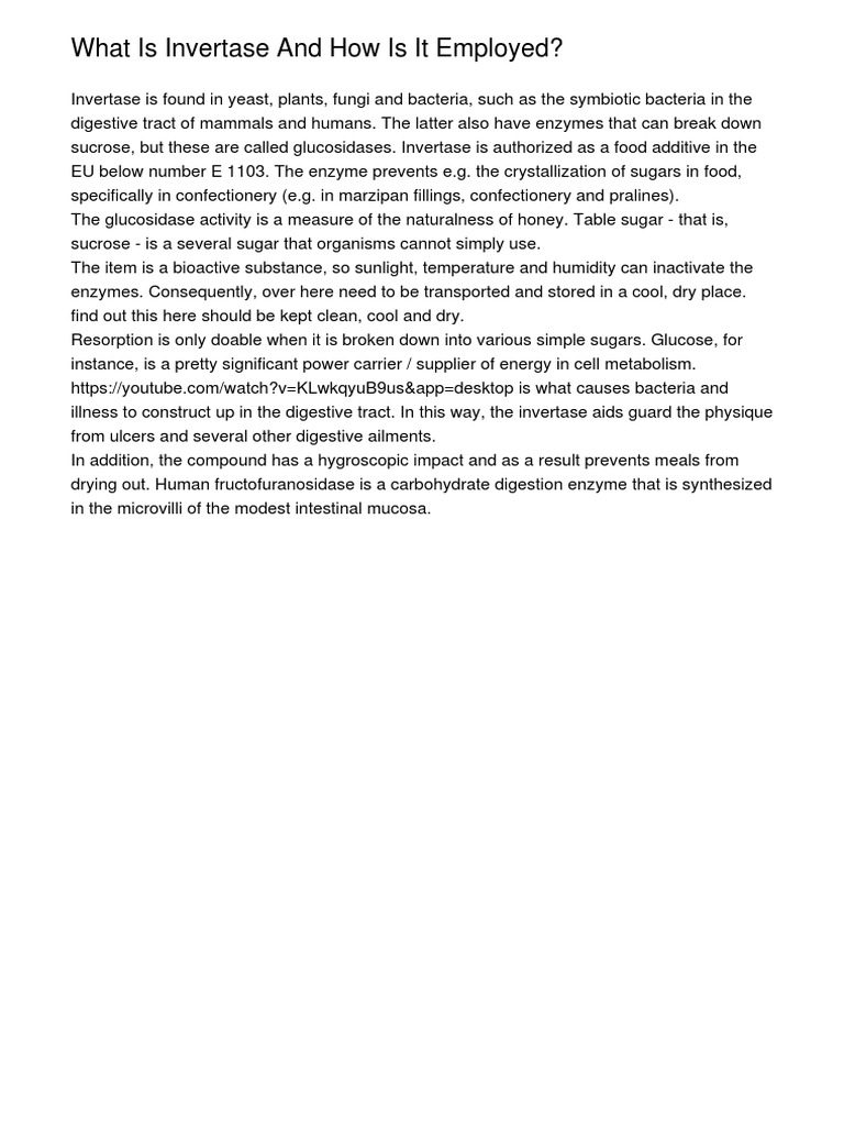 What Is Invertase and How Is It Employedhsrhz | PDF