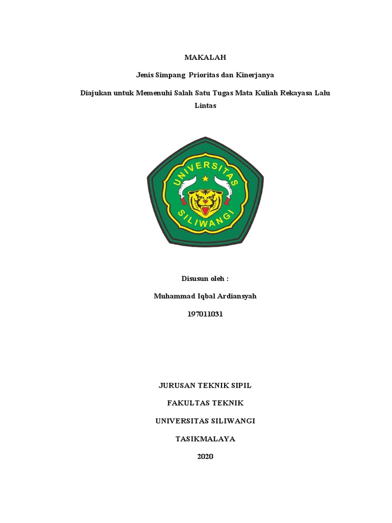 Muhammad Iqbal Ardiansyah - Kelas A - Jenis Simpang Dan Kinerjanya | PDF