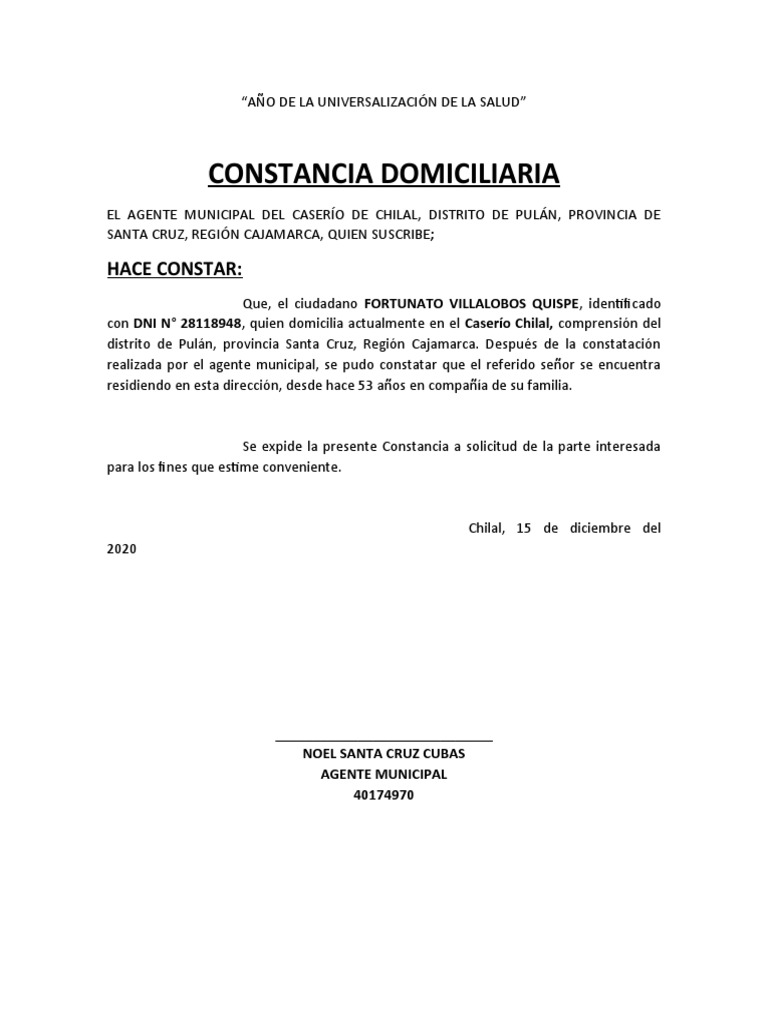 Constancia de Domicilio | PDF
