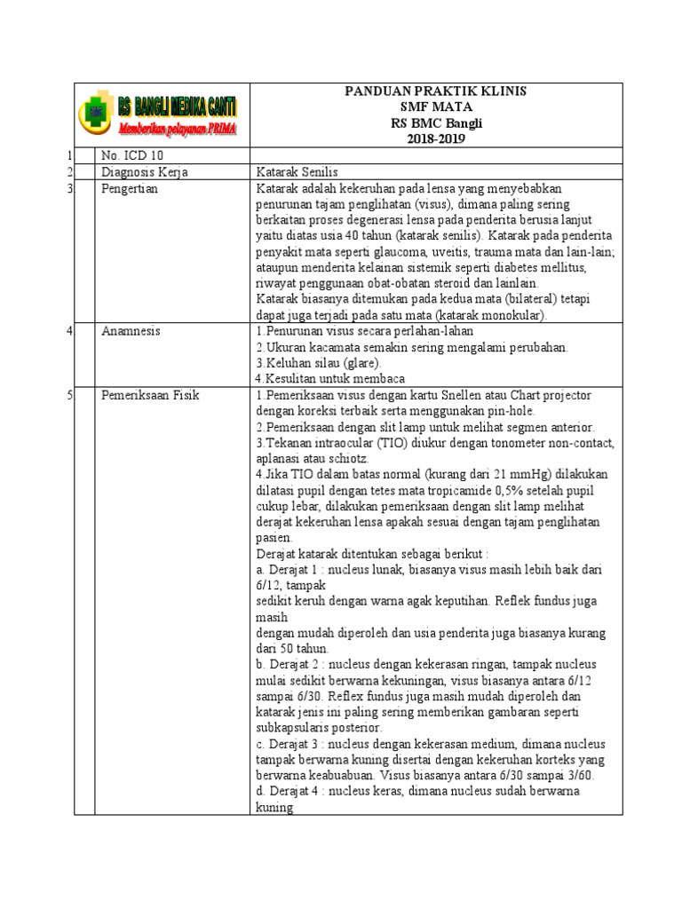 PANDUAN PRAKTIK KLINIS Katarak | PDF