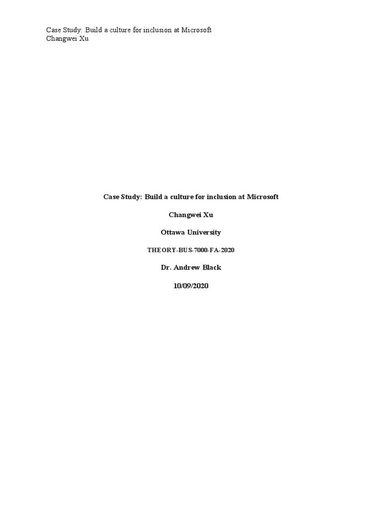 Case Study Build A Culture For Inclusion At Microsoft Pdf