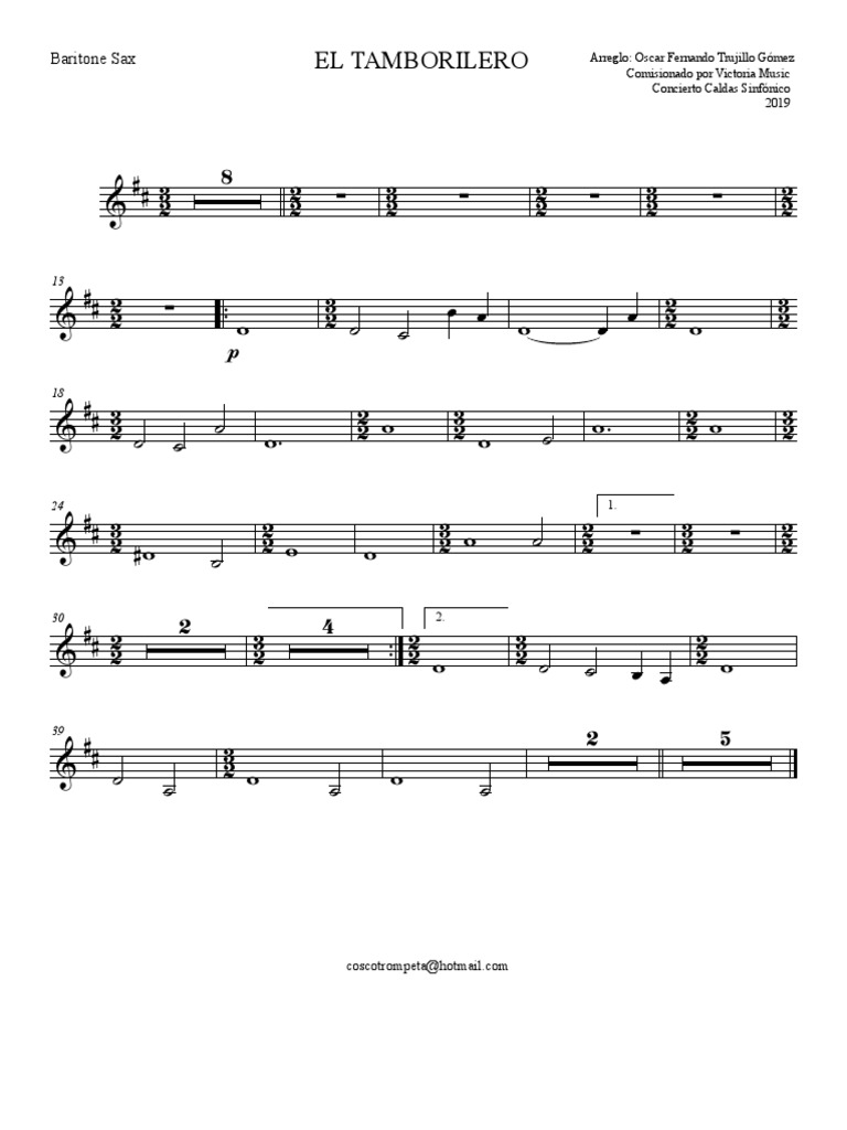 El Tamborilero - Baritone Sax | PDF