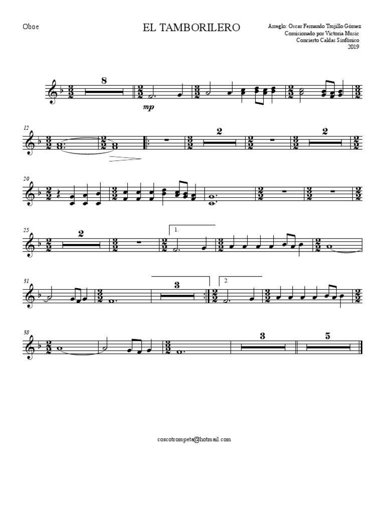 Partitura de "El Tamborilero" | PDF