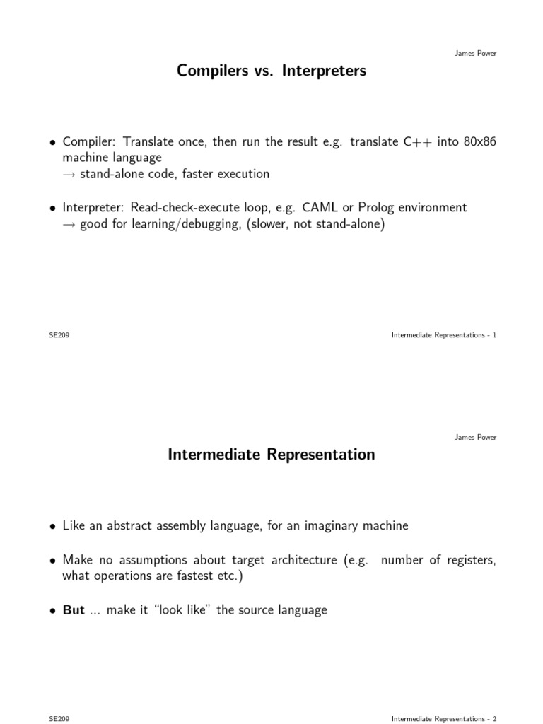 Compilers vs. Interpreters: James Power | PDF | Java Virtual Machine | Java (Programming Language)