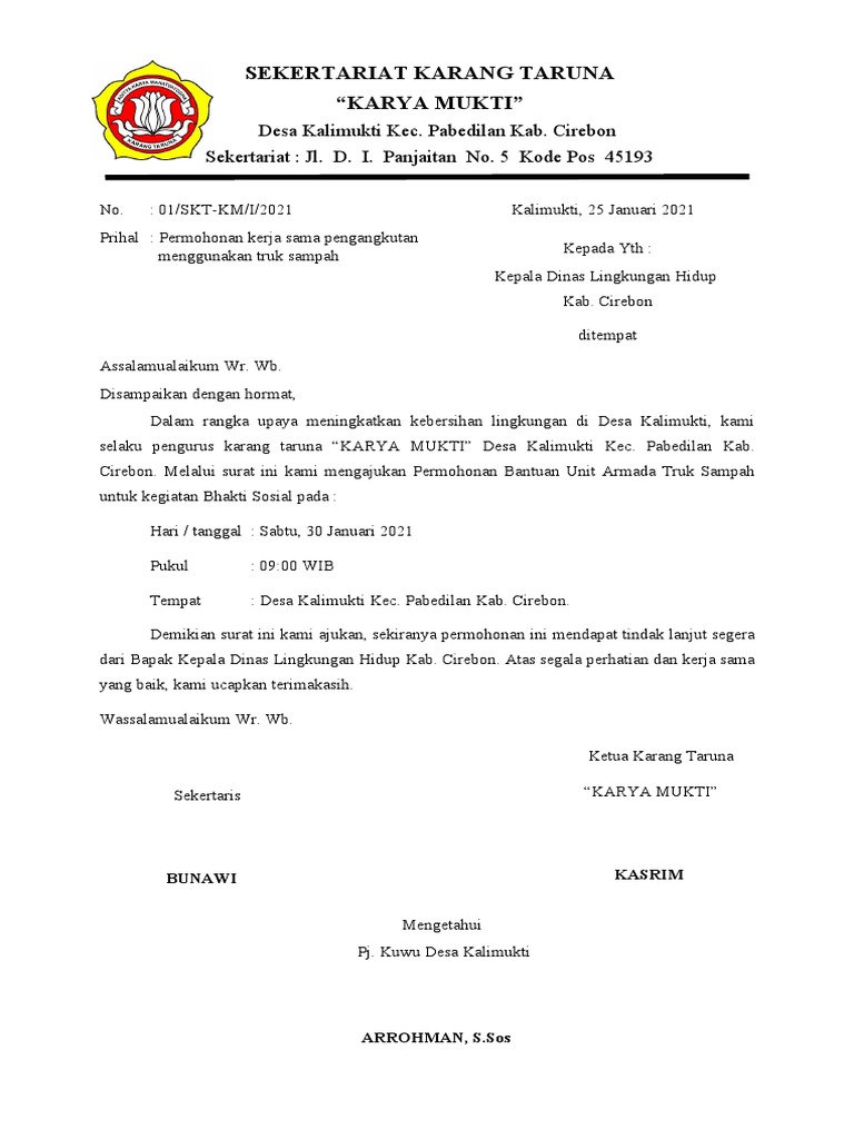 Surat Permohonan KARANG TARUNA | PDF