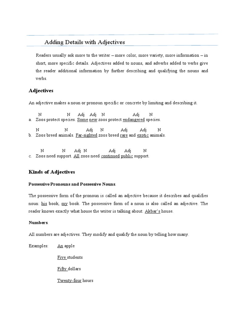 Enhancing Writing with Adjectives | PDF | Adjective | Noun