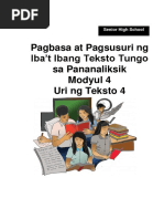 CURRICULUM MAP Pagbasa at Pagsusuri | PDF