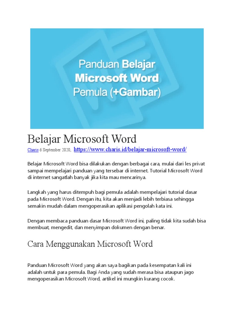 Belajar Microsoft Word Bagi Pemula | PDF