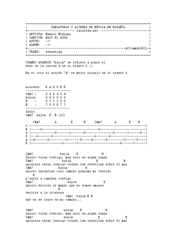 Manuel Medrano Bajo El Agua | PDF | Álbumes | Música grabada