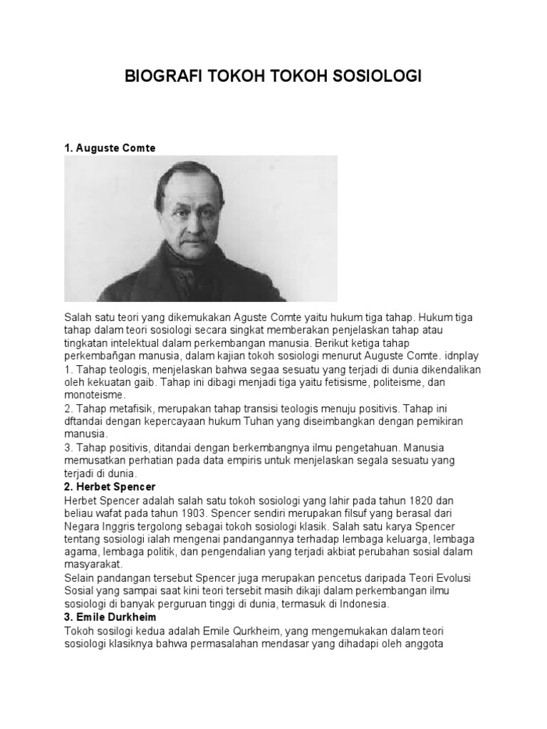 Biografi Tokoh Tokoh Sosiologi Pdf