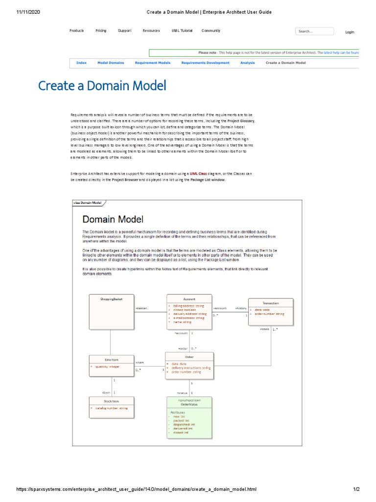 Create A Domain Model - Enterprise Architect User Guide | PDF | Unified ...