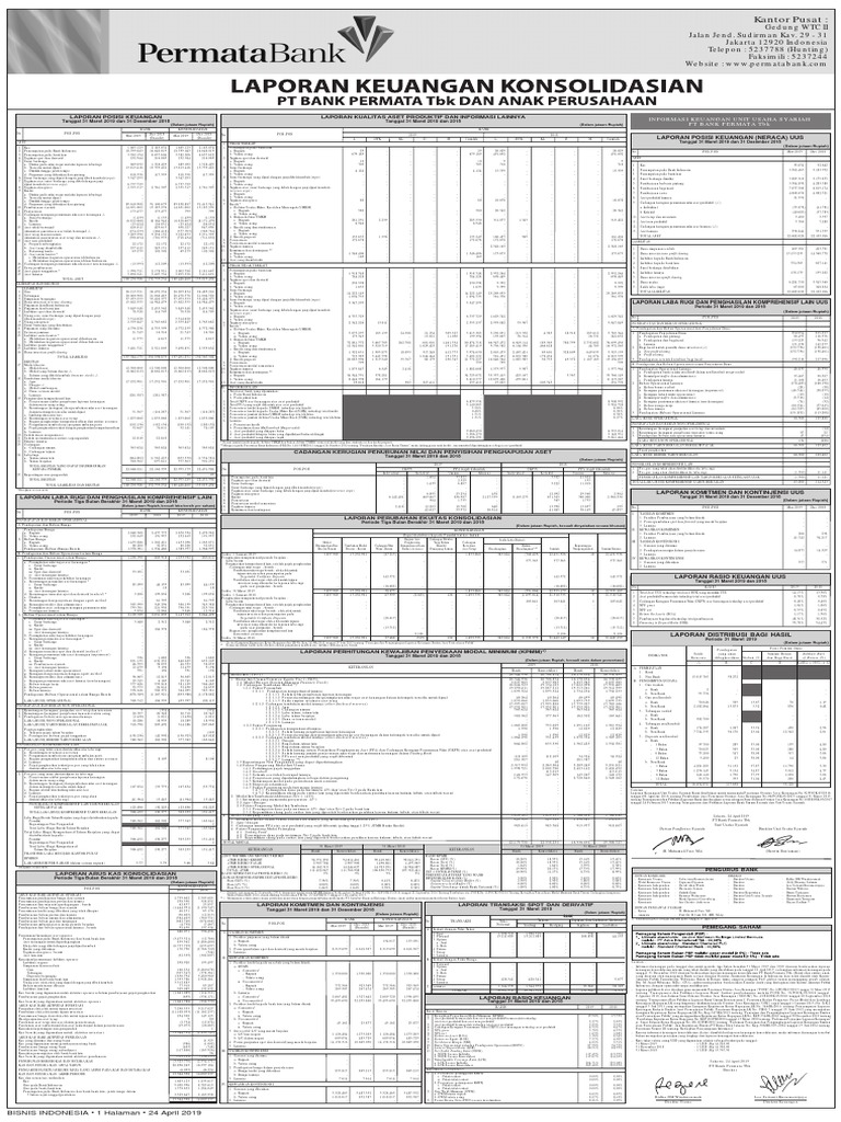 Publikasi Laporan Keuangan Konsolidasian PT Bank Permata TBK - 31 Maret 2019 | PDF