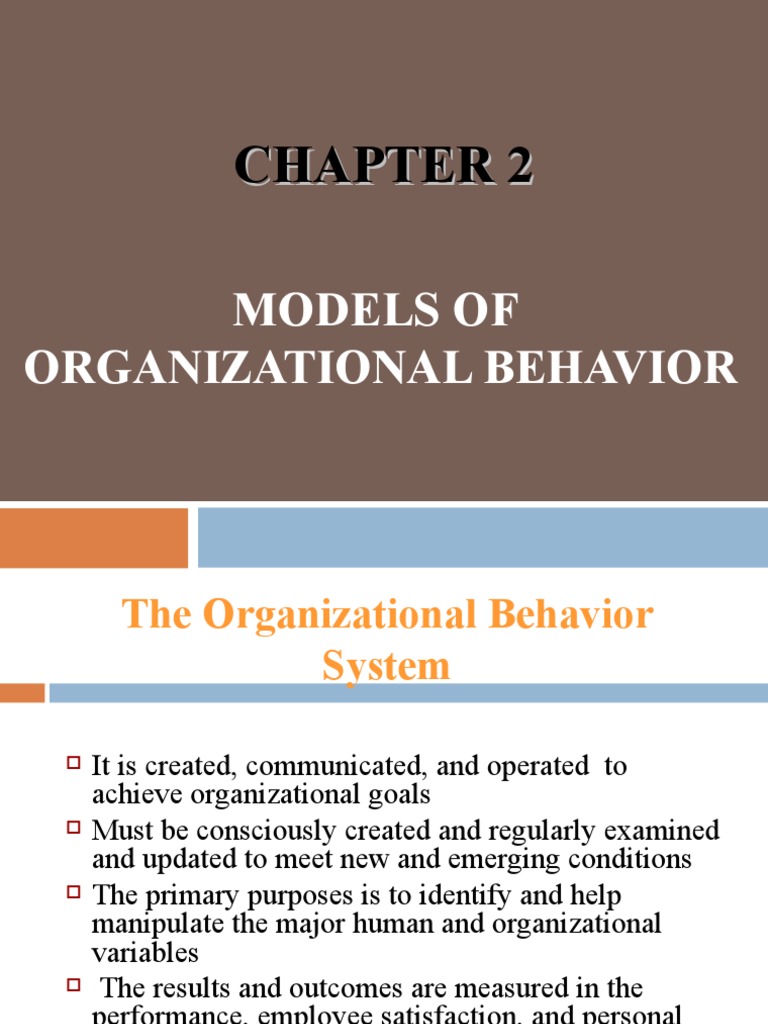Models of Organizational Behavior | PDF | Organizational Behavior | Goal
