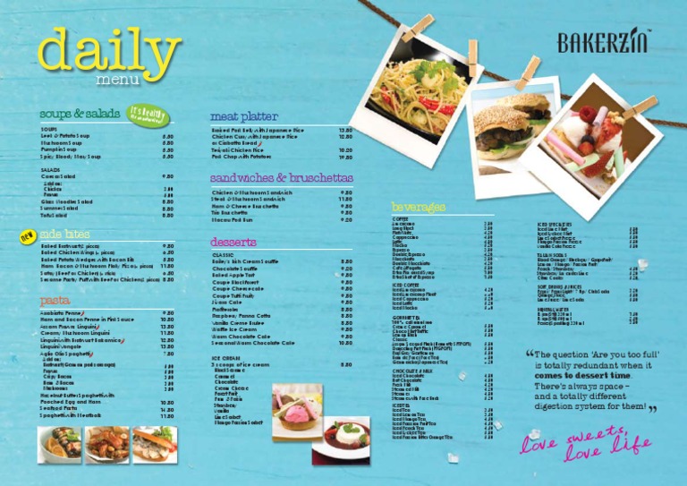 Bakerzin Menu Listing For Web | PDF | Foods | Western Cuisine