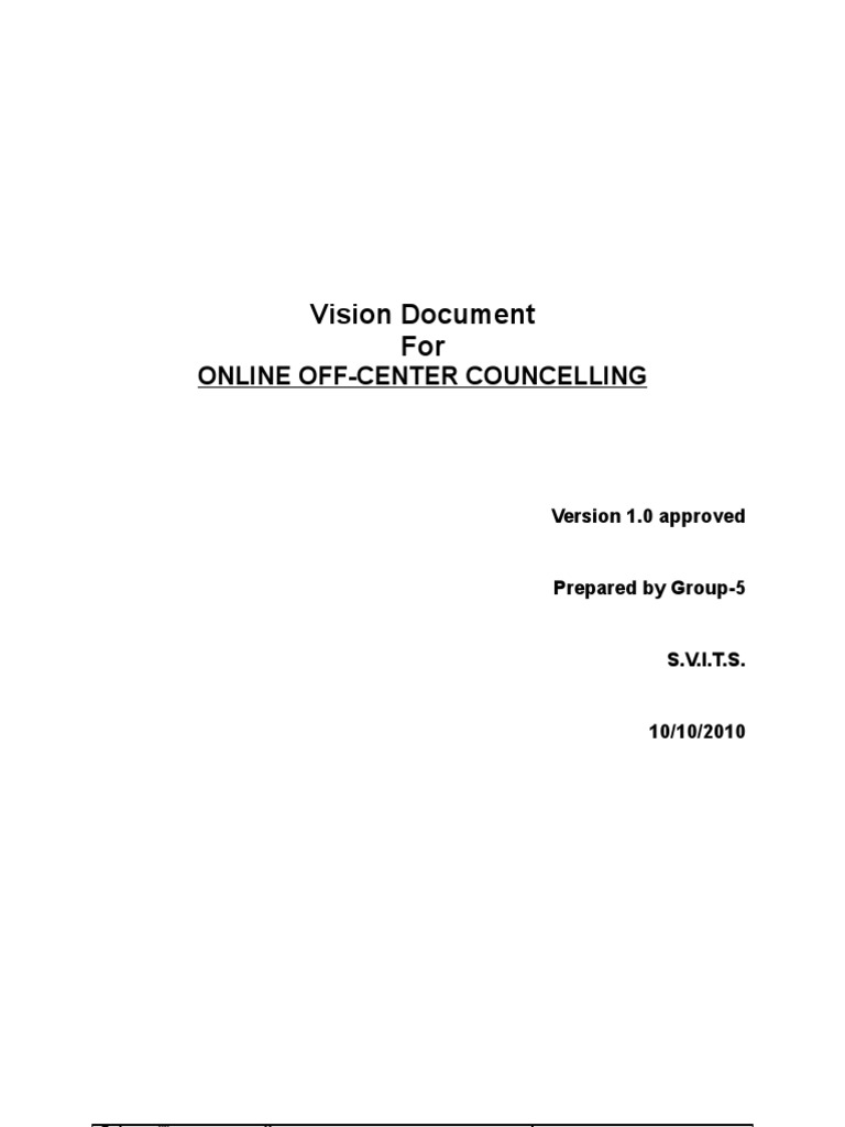 Vision Document For: Online Off-Center Councelling | PDF | Windows ...