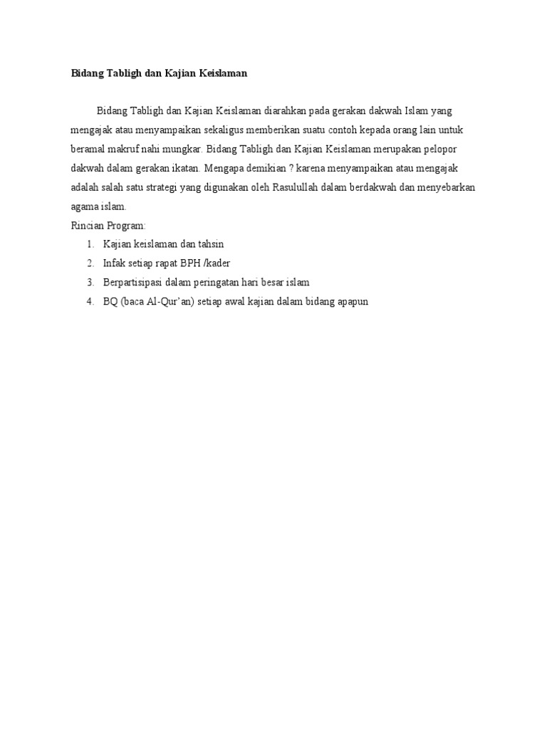 LPJ Bidang Tabligh | PDF