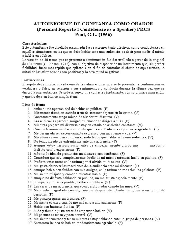 1.autoinforme de Confianza Como Orador | PDF