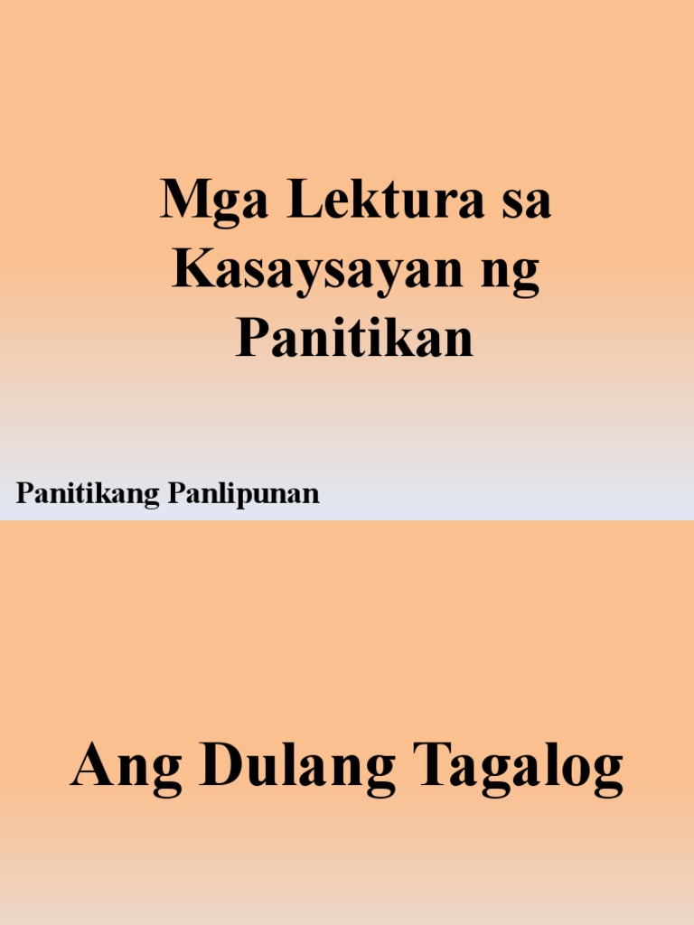 Panitikang Panlipunan Dulang Tagalog 1 | PDF