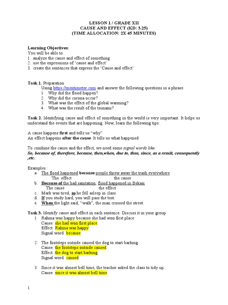 So, Because Of, Therefore, Because, Then, When, Due To, Thus, Since, As ...