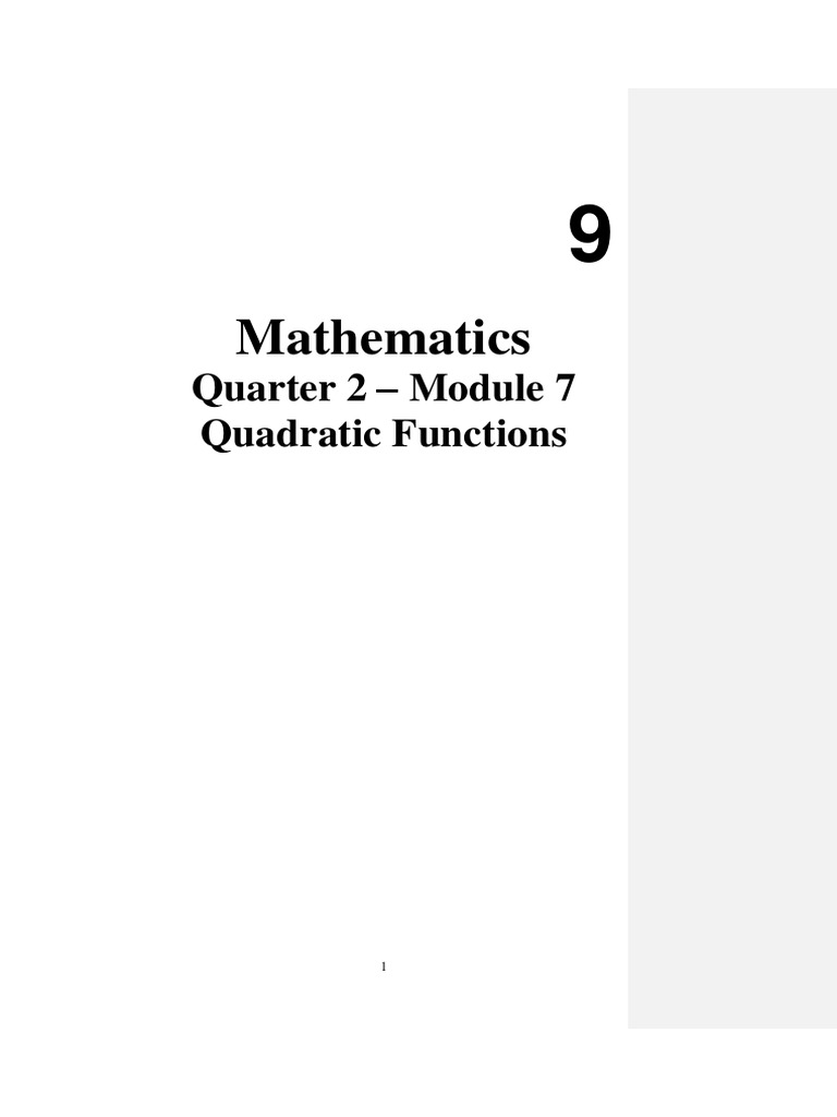 Math9 Q2-Mod7 | PDF | Function (Mathematics) | Mathematical Objects