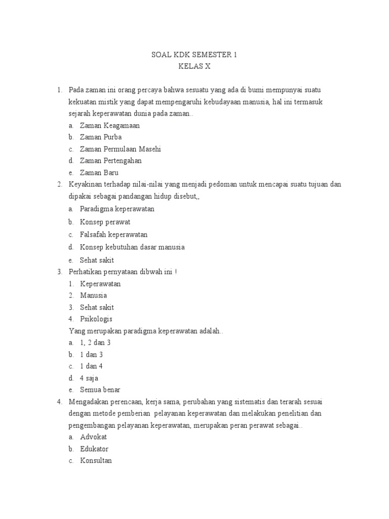 Soal KDK Semester 1 | PDF