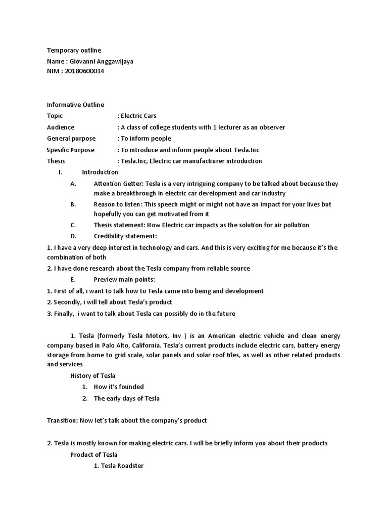 Tesla Informative Speech | PDF | Electric Vehicle | Electric Car