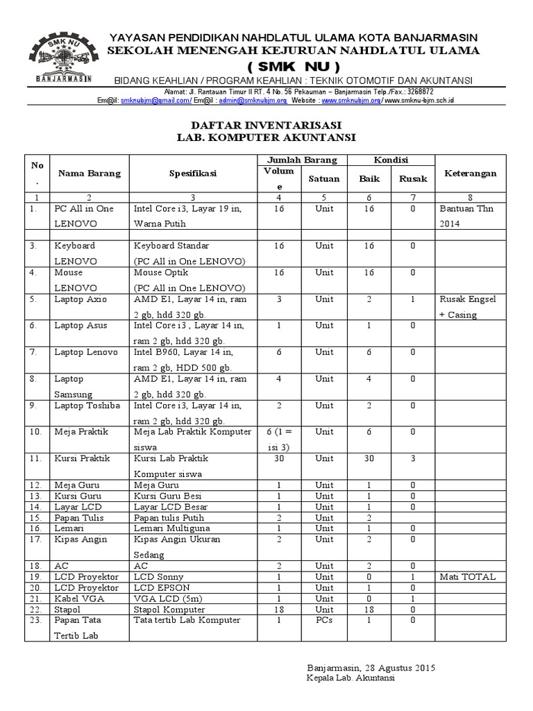 Daftar Inventaris Lab Ak | PDF