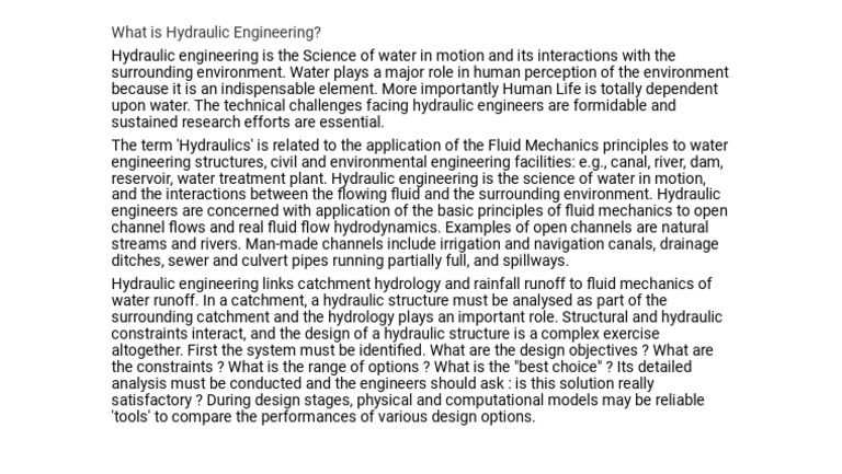 What Is Hydraulic Engineering | PDF