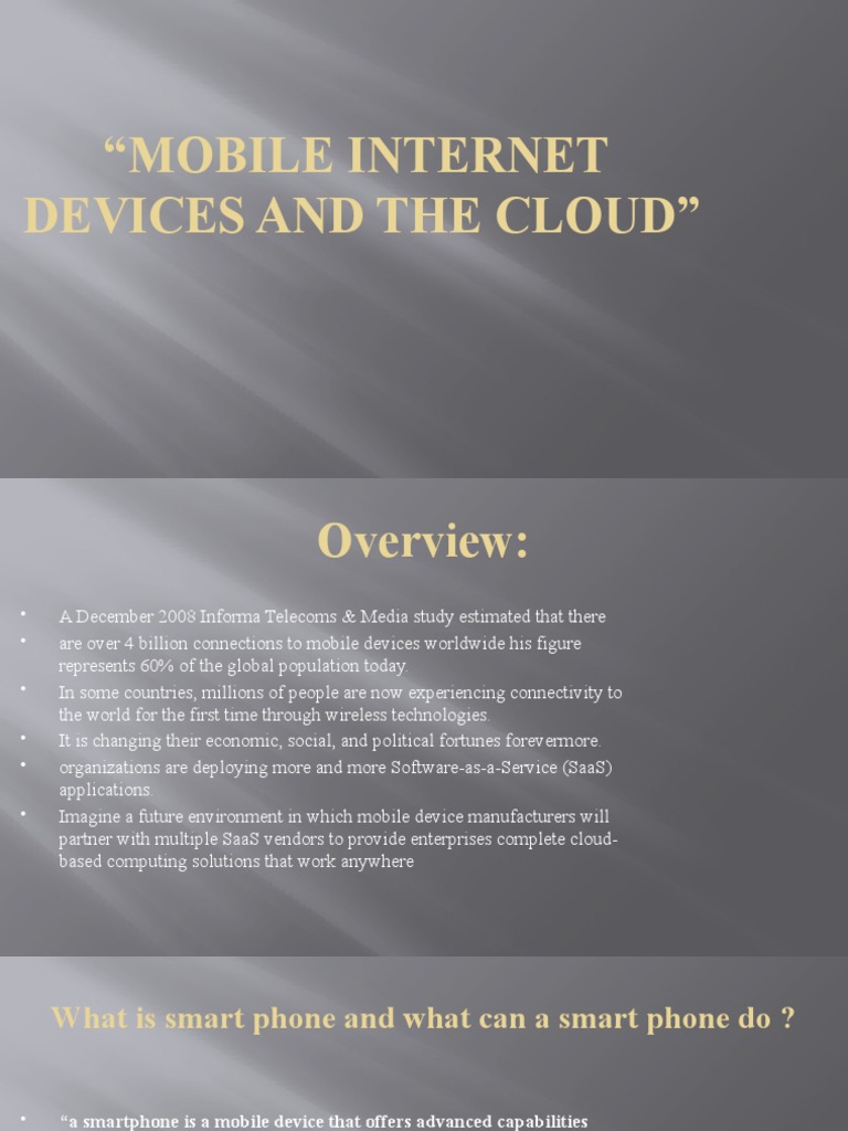 Mobile Internet Devices and The Cloud | PDF | Smartphone | Operating System