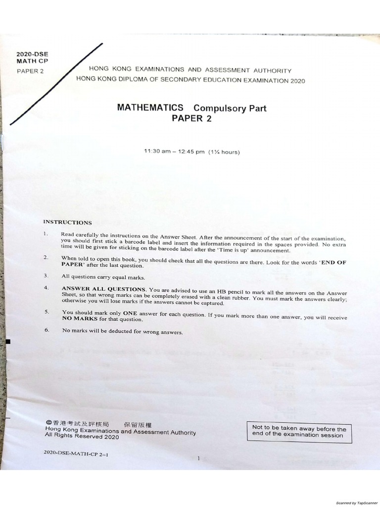 2020 DSE Paper 2 | PDF