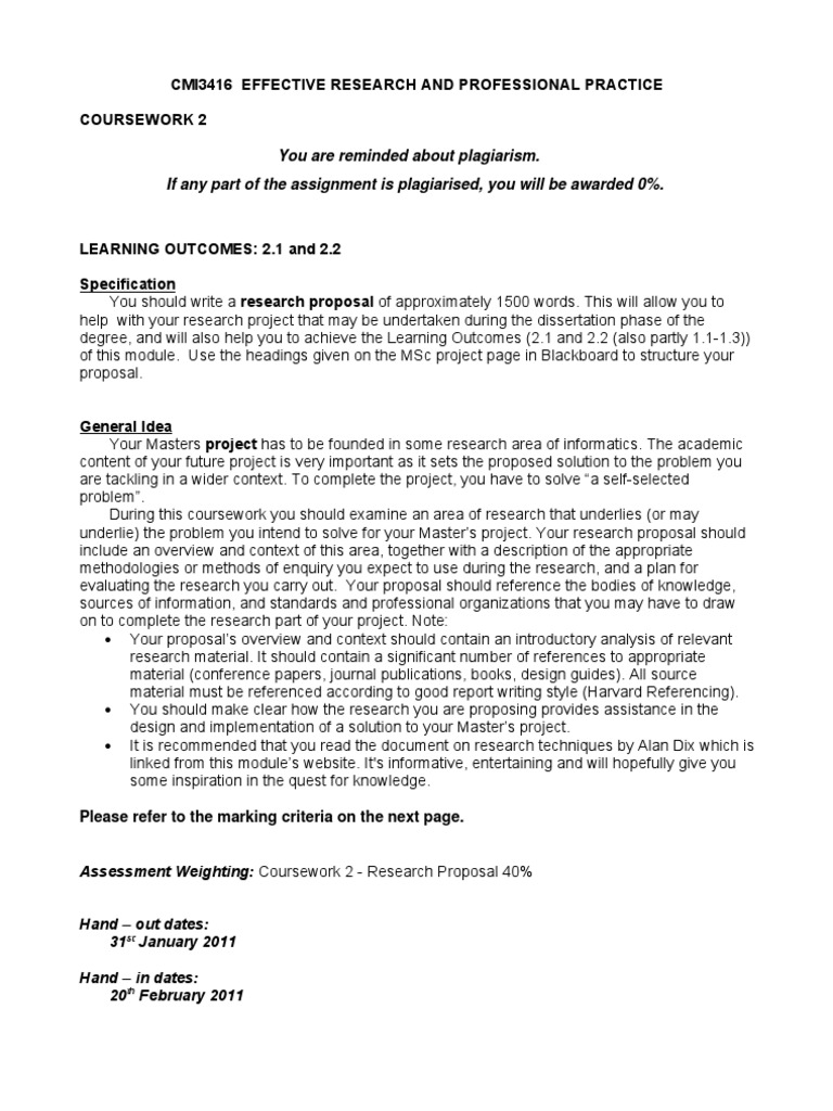 Assignment 2 - Proposal - 1 | PDF | Plagiarism | Thesis