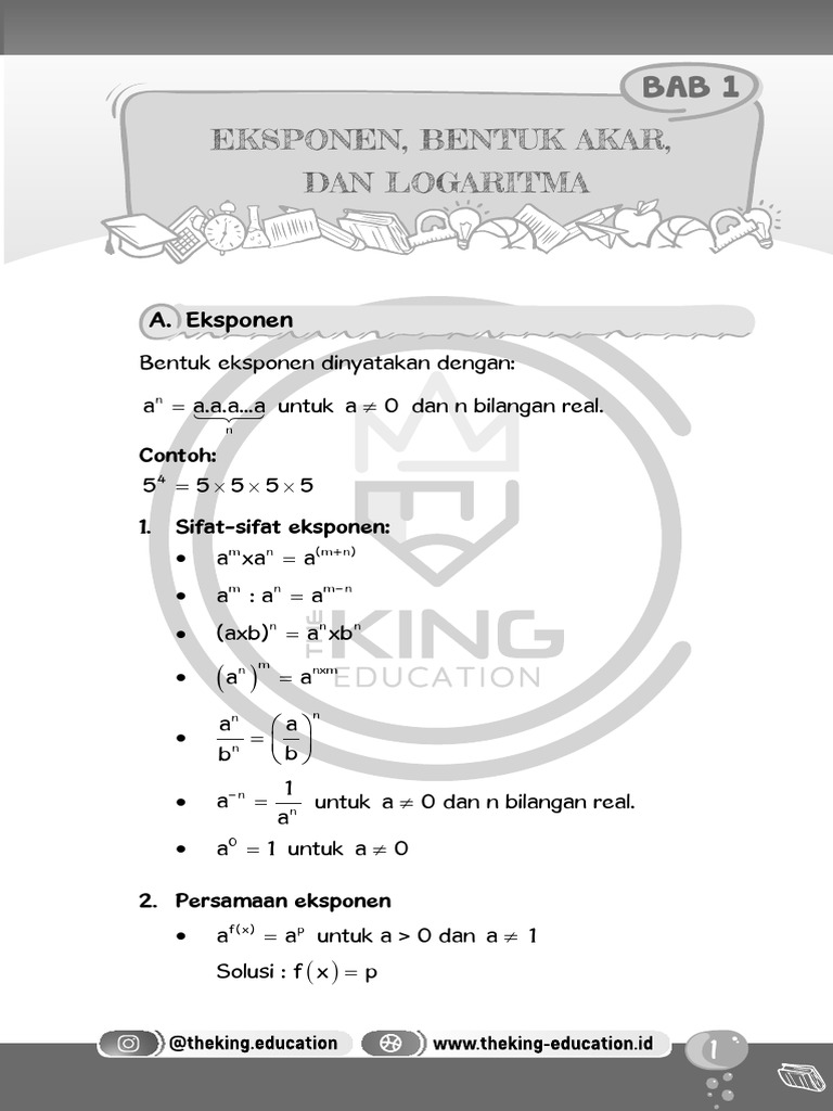 Bab 1 - Eksponen, Bentuk Akar, Dan Logaritma | PDF